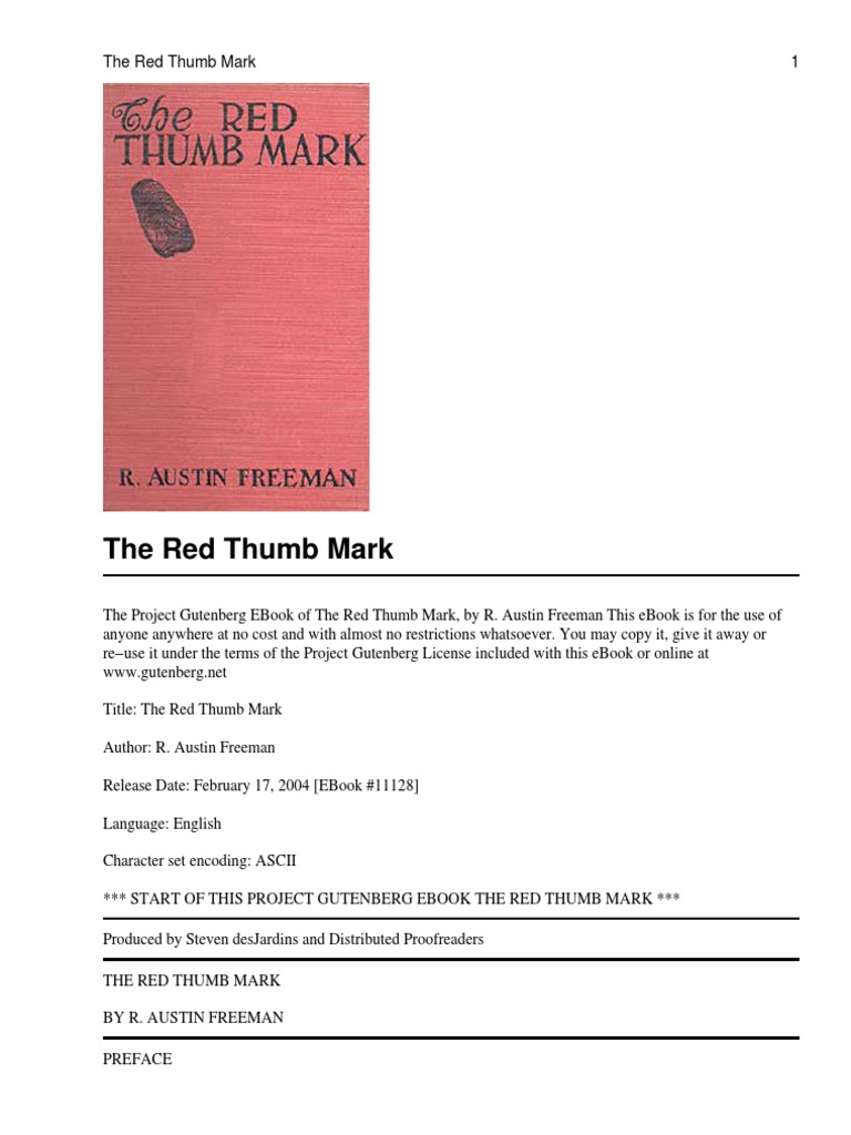 The Red Thumb Mark | PDF | Project Gutenberg