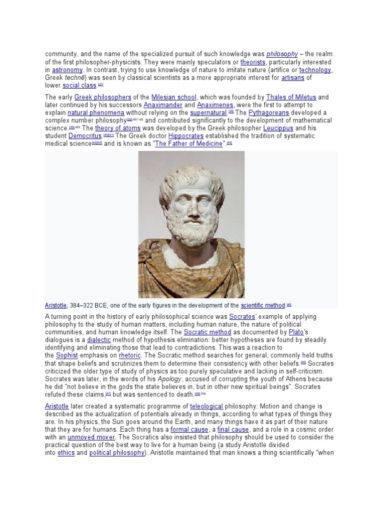 Philosophy:, 384-322 BCE, One of The Early Figures in The Development ...