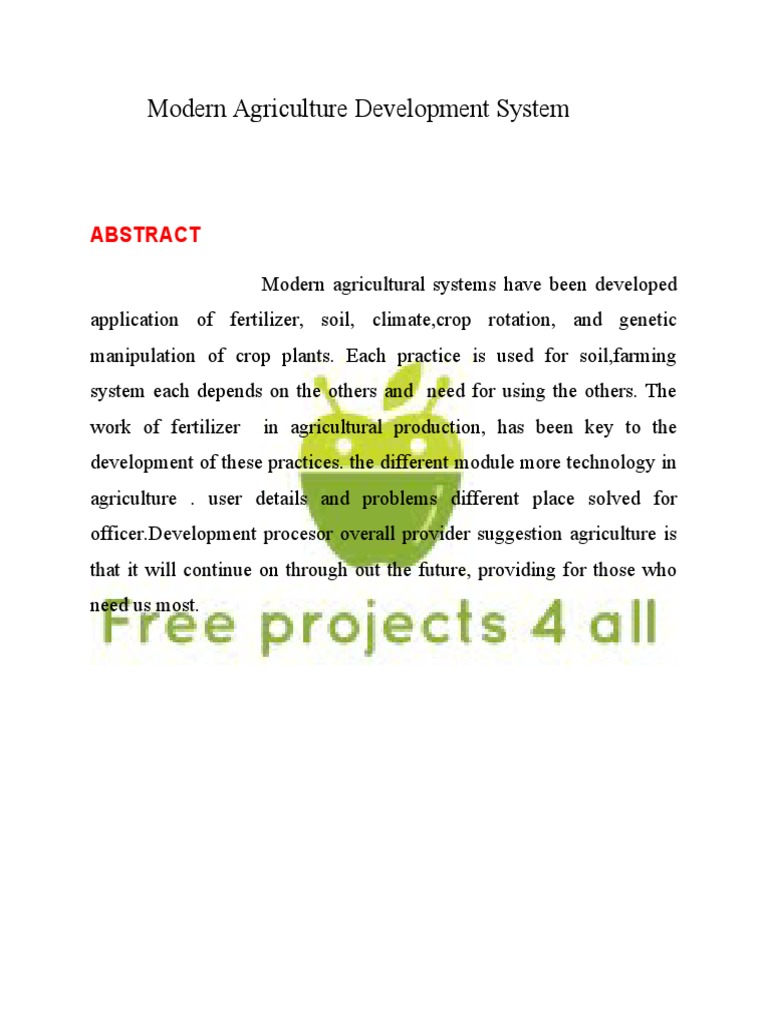 Modern Agriculture Development System | PDF | Intensive Farming ...