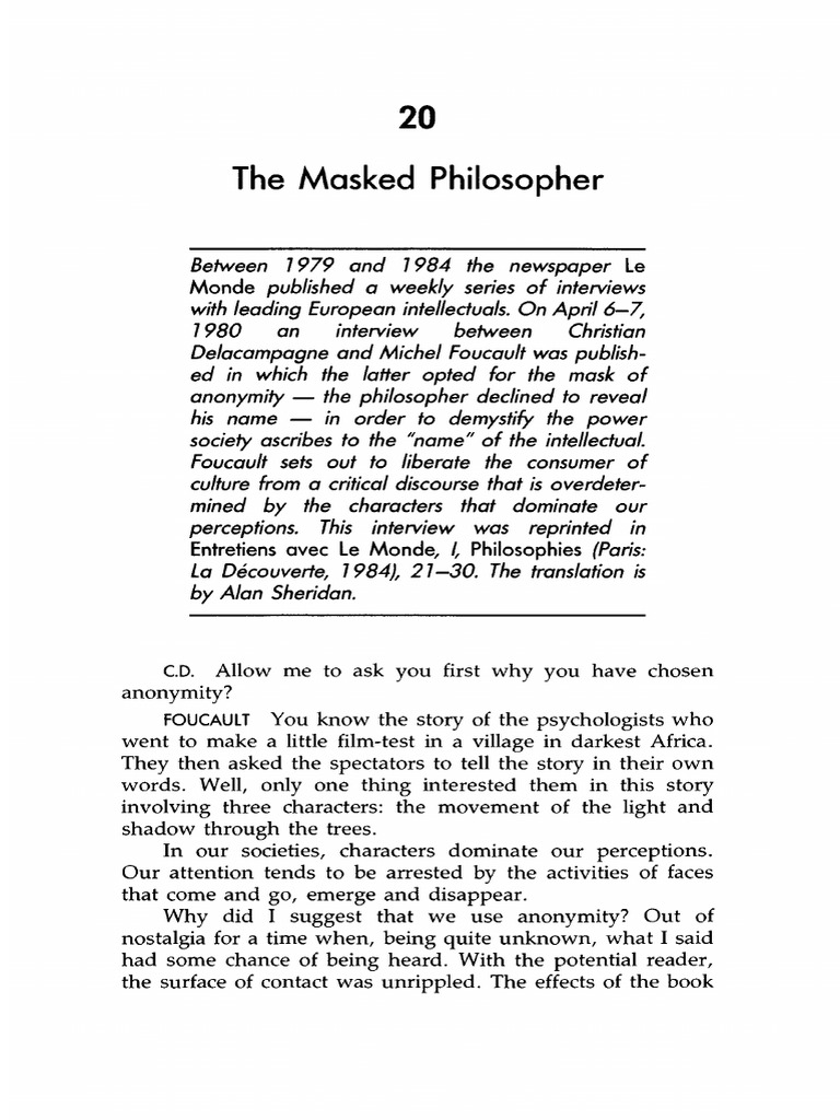 Foucault The Masked Philosopher | PDF | Michel Foucault | Curiosity