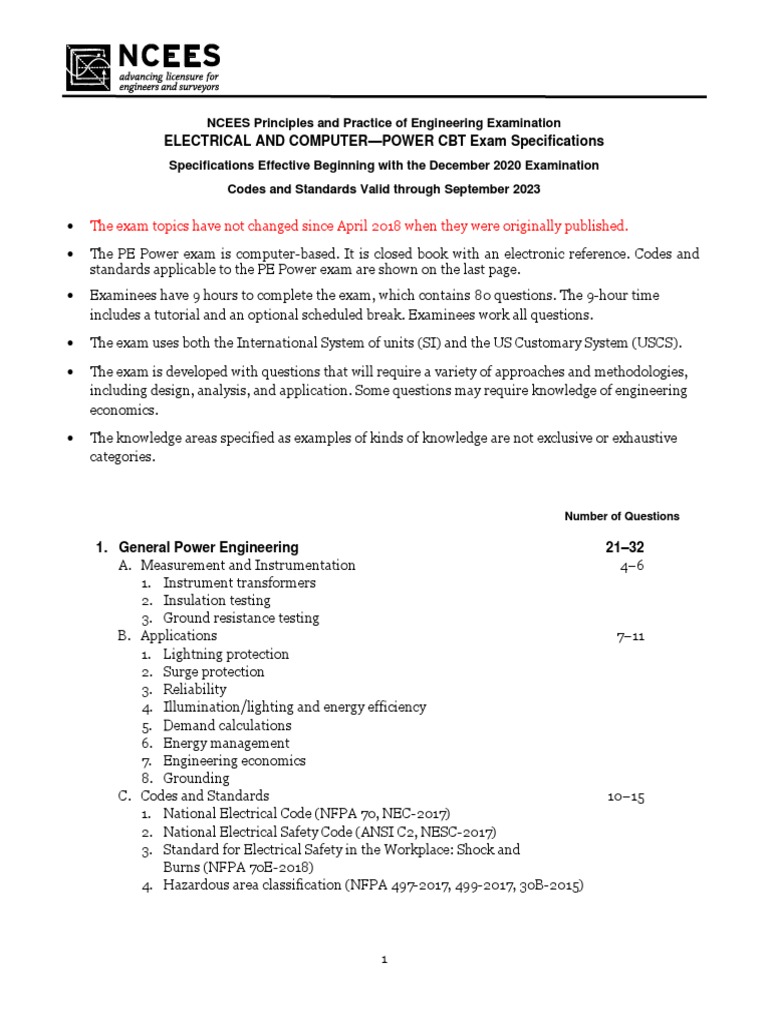 Power Exam Specifications | PDF | Electric Power System | Electrical ...