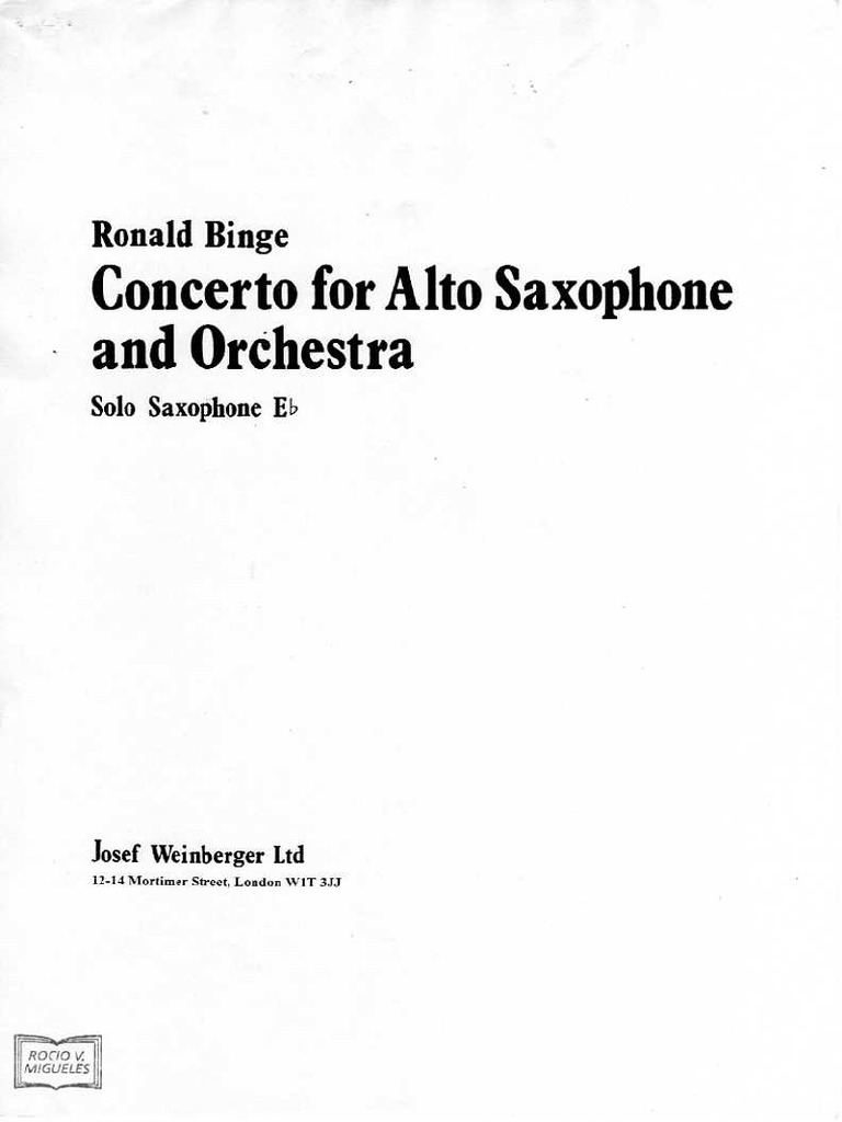 Binge, Ronald - CONCERTO (Sax) PDF | PDF
