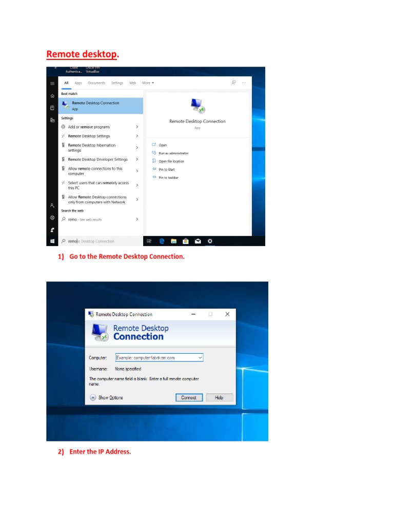 Remote Desktop Connection Guide | PDF | Computers