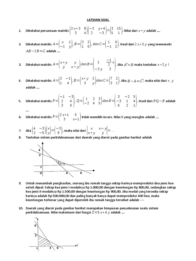 LATIHAN SOAL Matriks XI | PDF