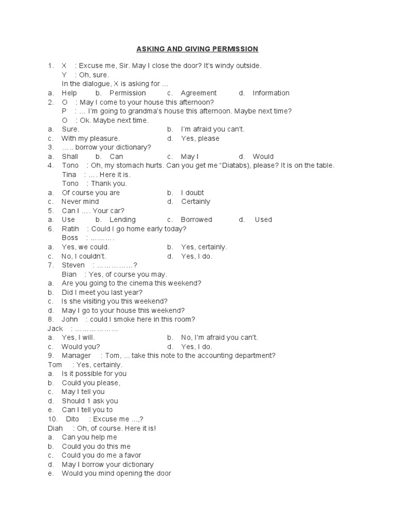Asking Permission and Giving Permission: A Guide to Requesting and ...