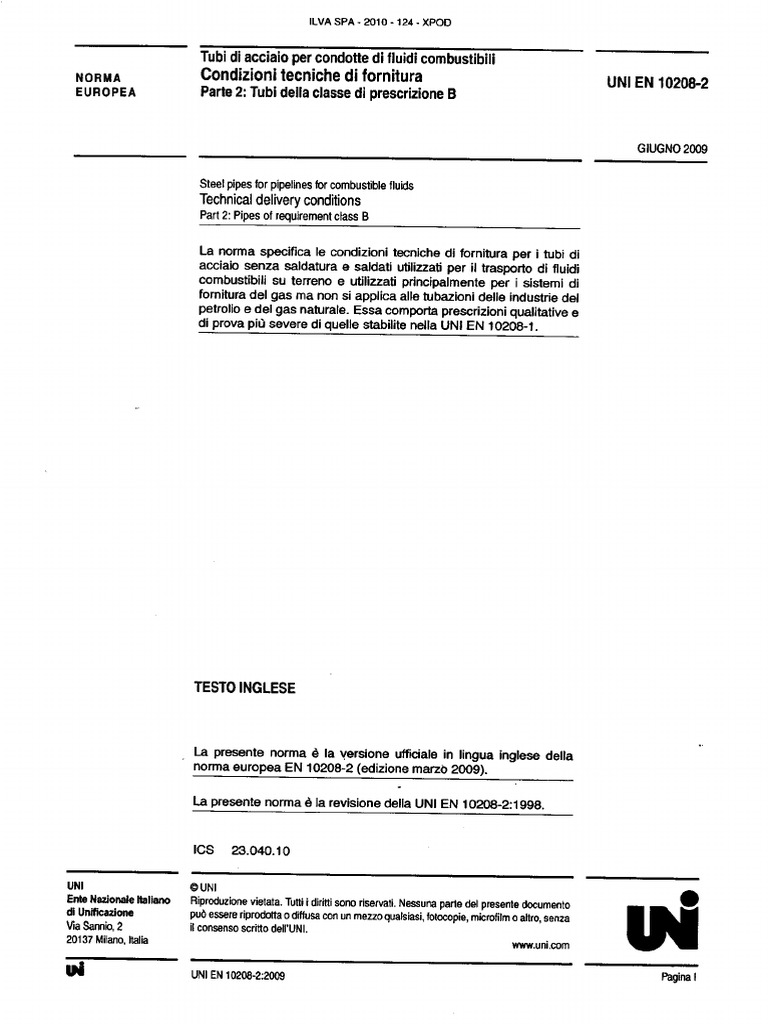 En 10208-2 Giugno 2009 | PDF