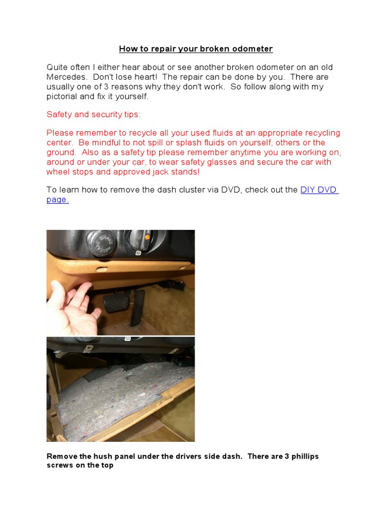 DIY Mercedes Odometer Repair Guide | PDF | Equipment | Manufactured Goods