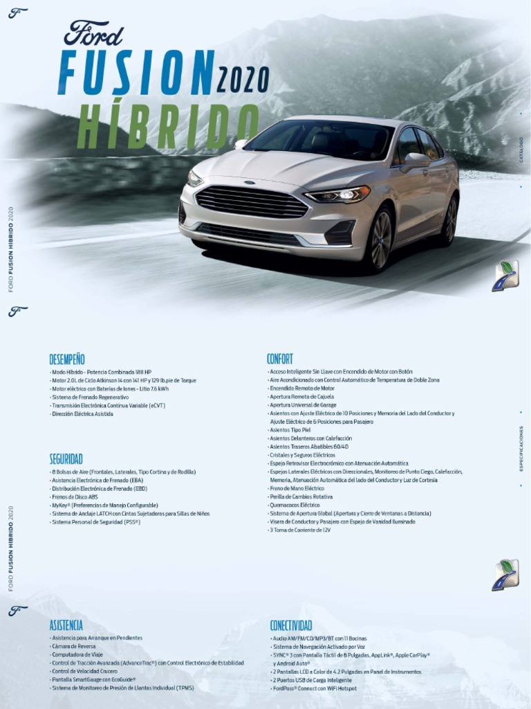 Ford Fusion Hibrido 2020 Catalogo Descargable PDF | PDF