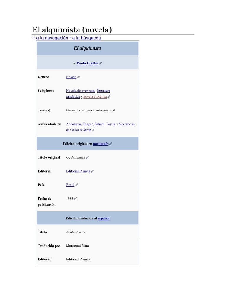 El Alquimista (Novela) | PDF