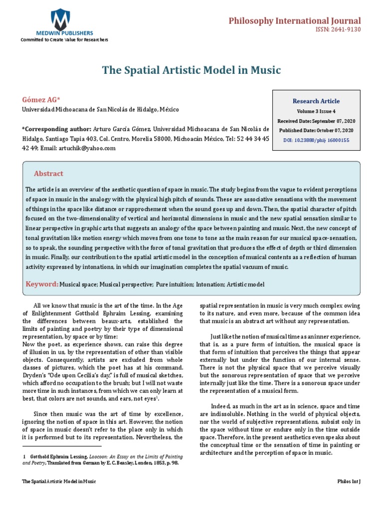 The Spatial Artistic Model in Music | PDF | Pitch (Music) | Space