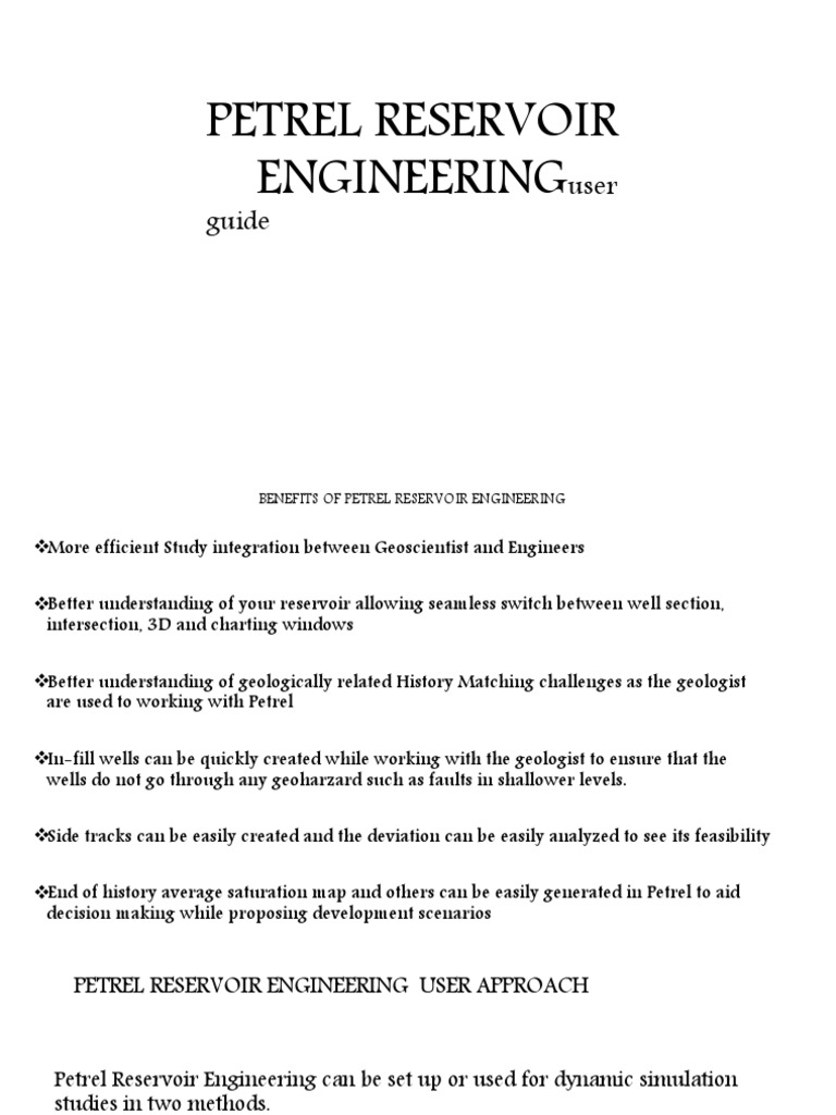 Petrel Reservoir Engineering: User Guide | PDF | Computing And ...