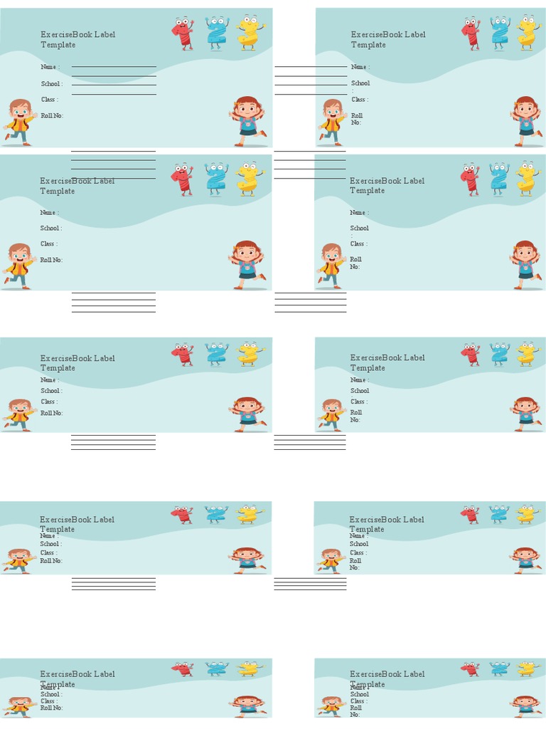 Exercise Book Label Template10 | PDF