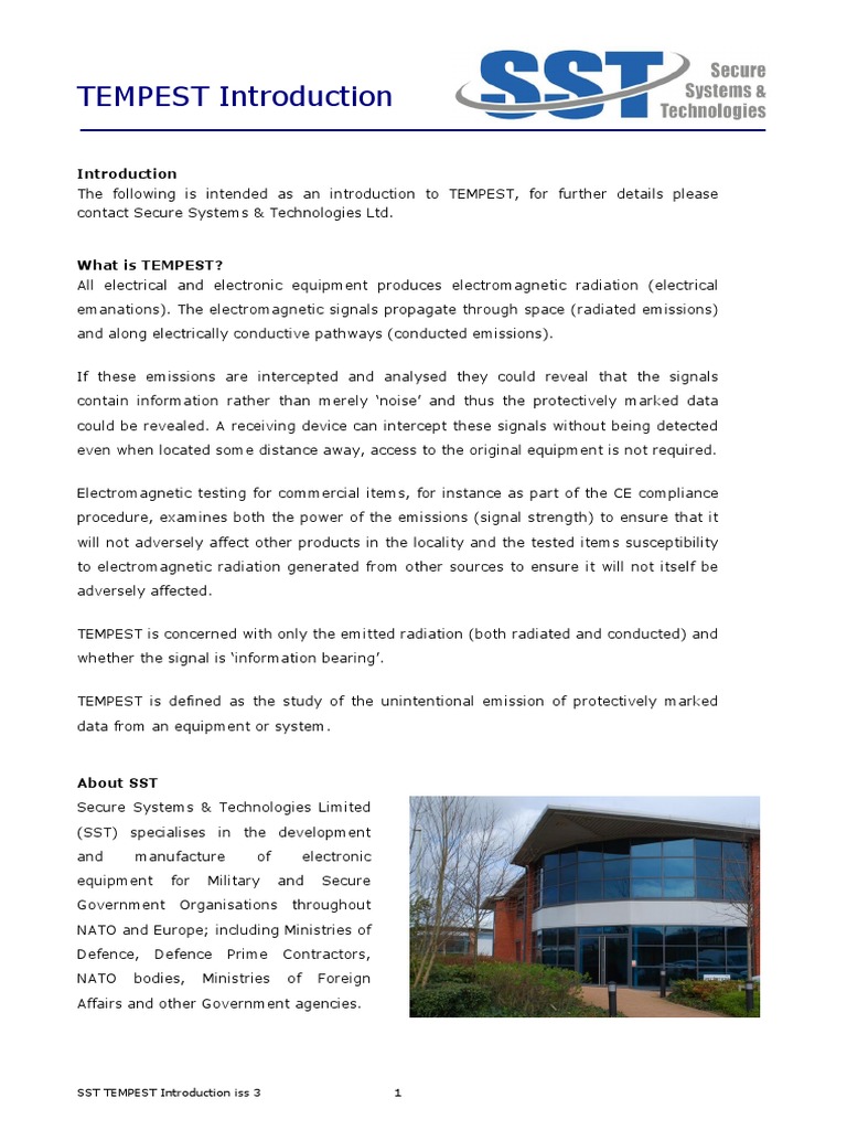 SST TEMPEST Introduction Iss 3 1 | PDF | Electronics | Science