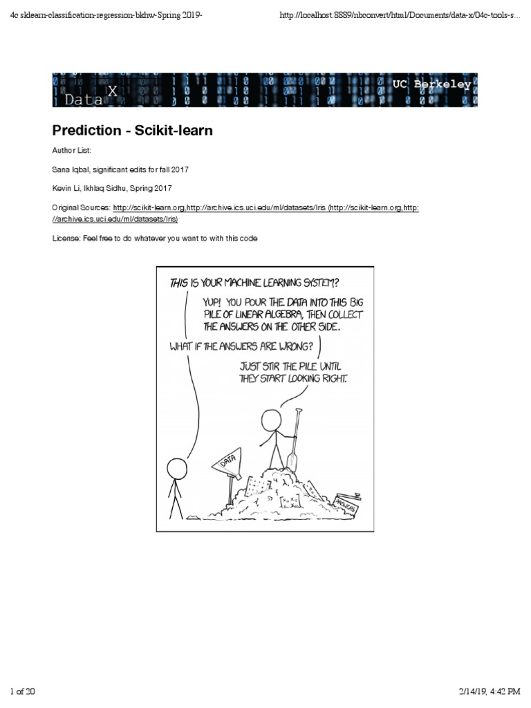 4c Sklearn-Classification-Regression-Bkhw-Spring 2019 | PDF | Cross ...