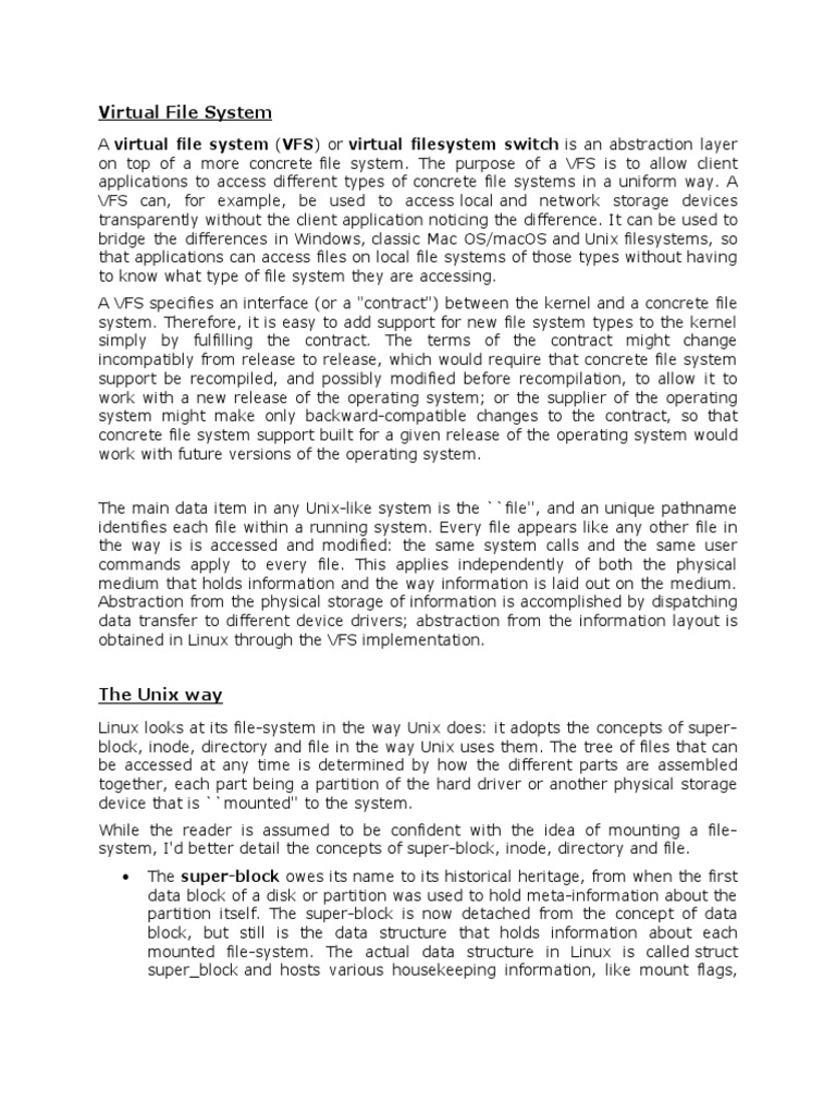 Virtual File System - Linux | PDF | File System | Computer File