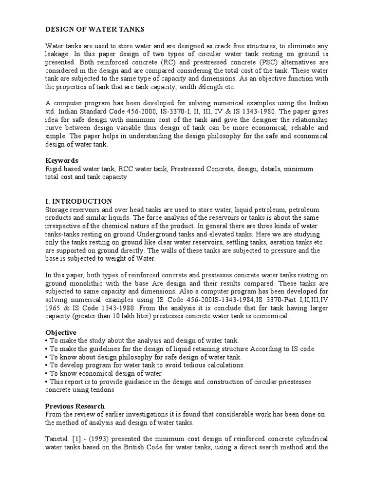 Design of Water Tanks | PDF | Prestressed Concrete | Concrete