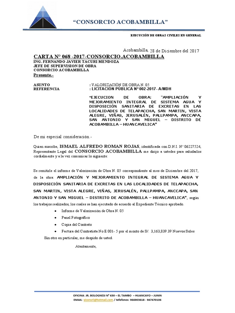 Carta Del Representante Legal | PDF