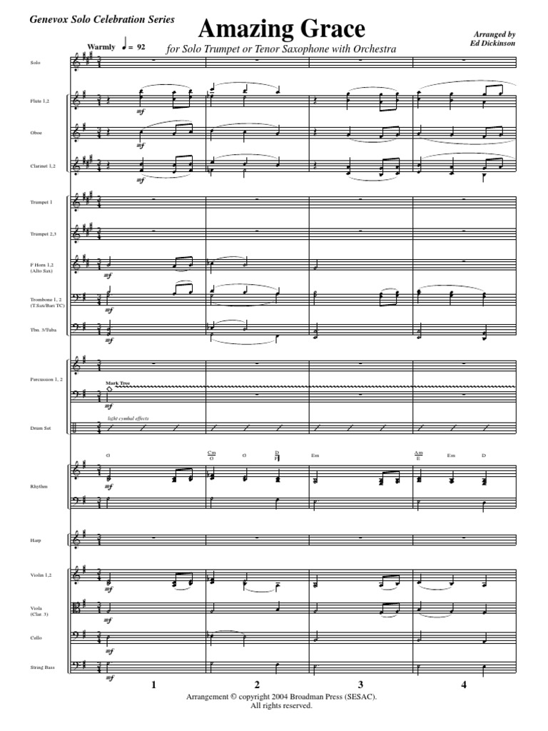 Amazing Grace - Score and Parts PDF | PDF
