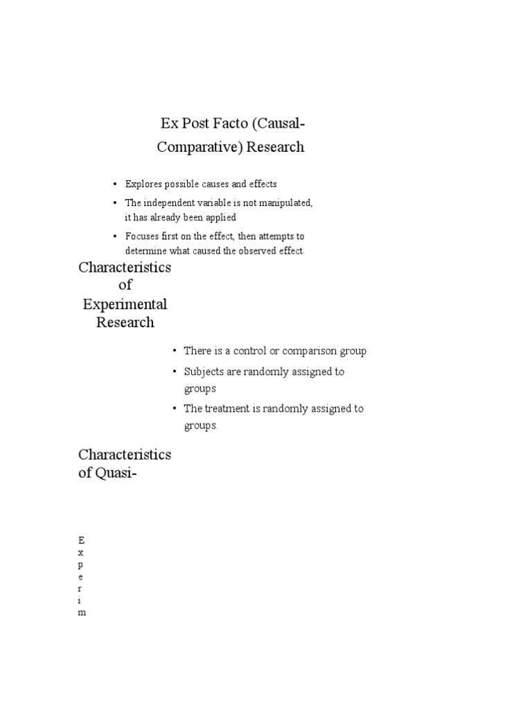 Ex Post Facto (Causal-Comparative) Research | PDF | Causality | Methodology