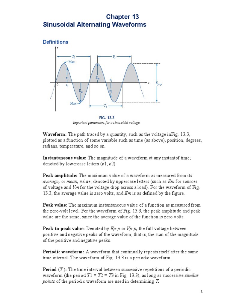 Sinusoidal Alternating Waveforms: Definitions | PDF | Root Mean Square | Frequency