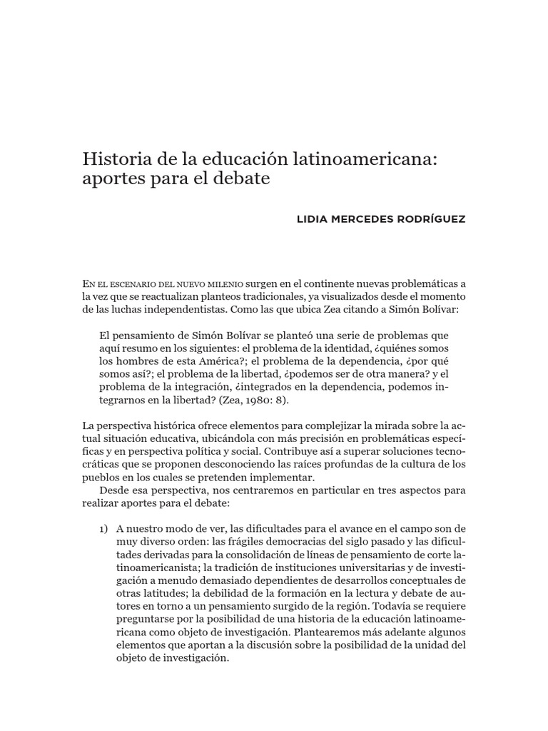 Lidia Rodriguez - Historia de La Educacion Latinoamericana | PDF ...