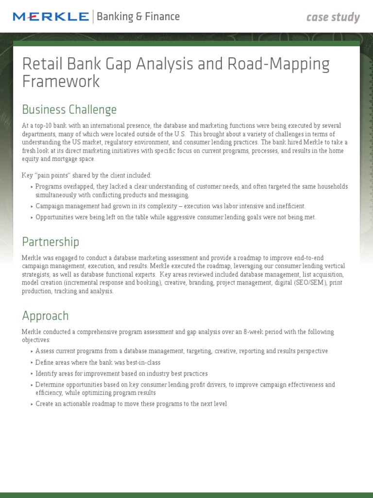 Retail Bank Gap Analysis and Road-Mapping Framework: Business Challenge ...