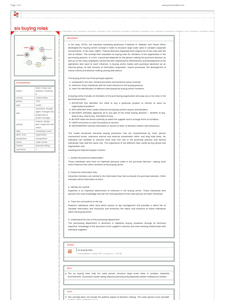 Six Major Buying Roles | PDF | Sales | Expert