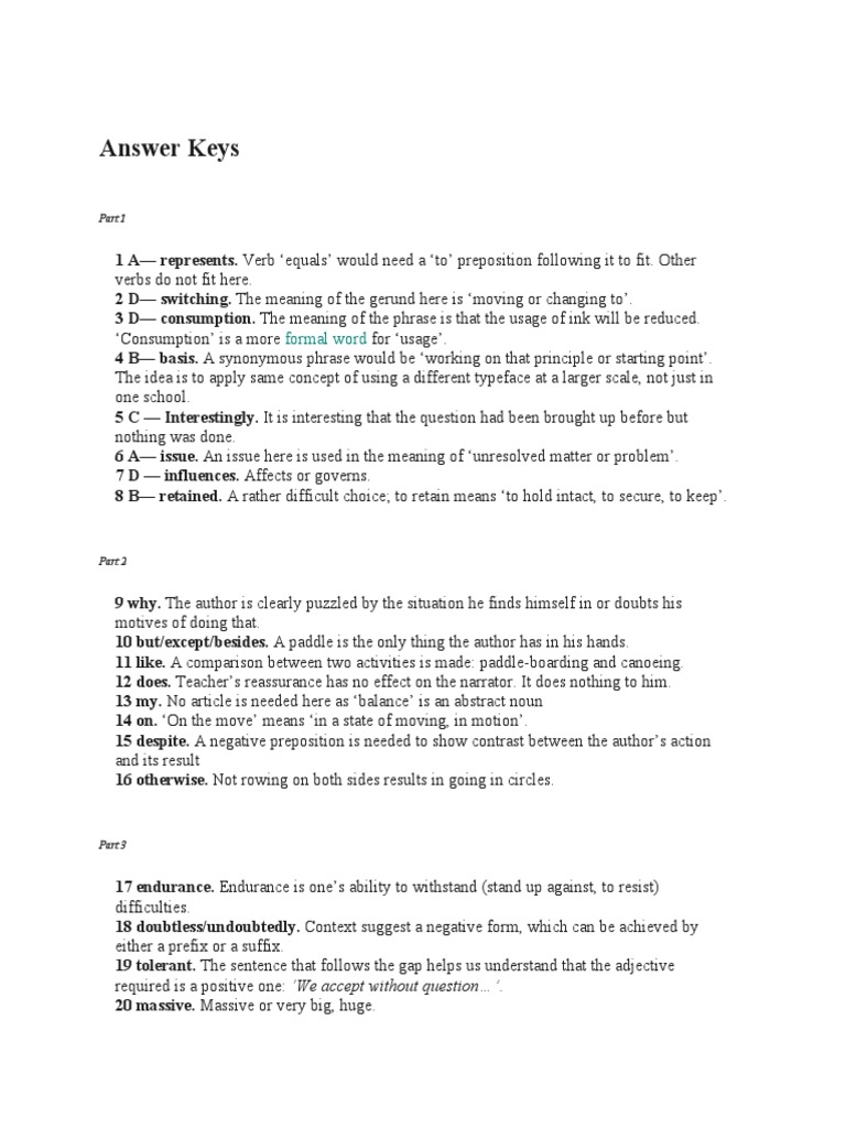 Answer Keys | PDF | Phrase | Preposition And Postposition