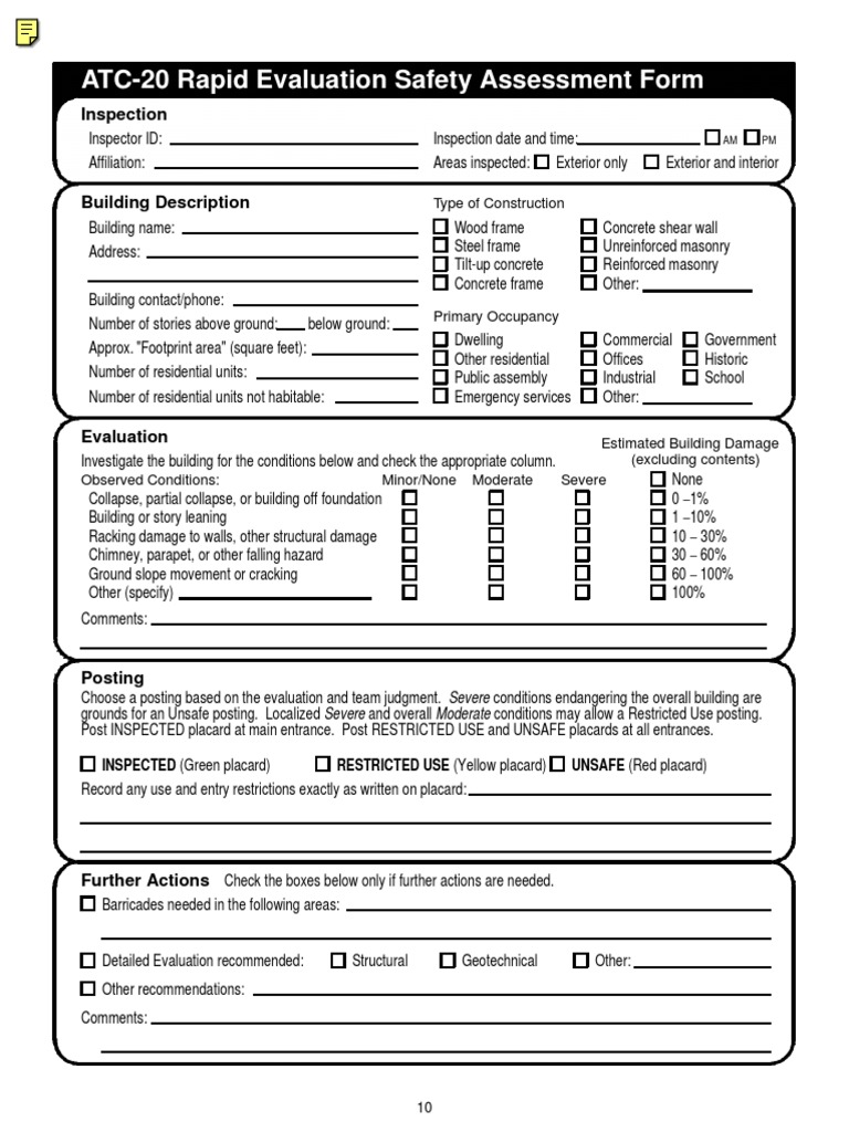 ATC-20 Rapid Evaluation Form | PDF | Wall | Geotechnical Engineering