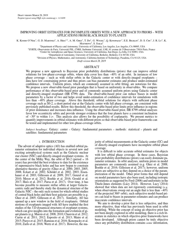 Astronomers: New Orbit Estimation Method | PDF | Bias Of An Estimator | Errors And Residuals