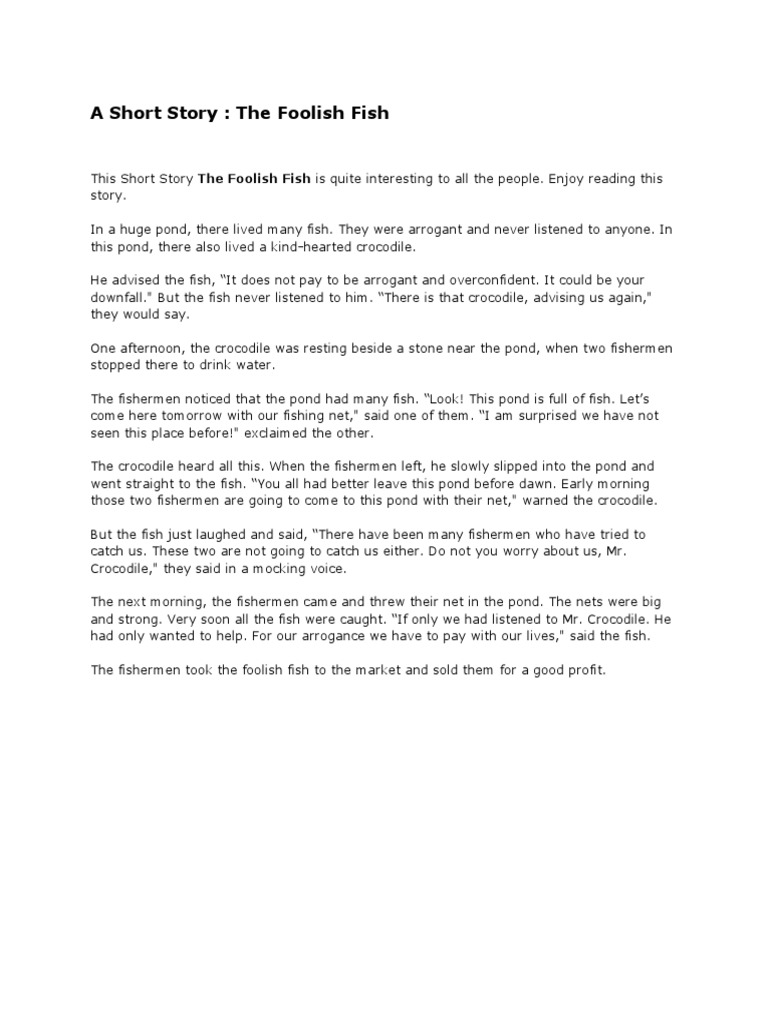 A Short Story: The Foolish Fish | PDF