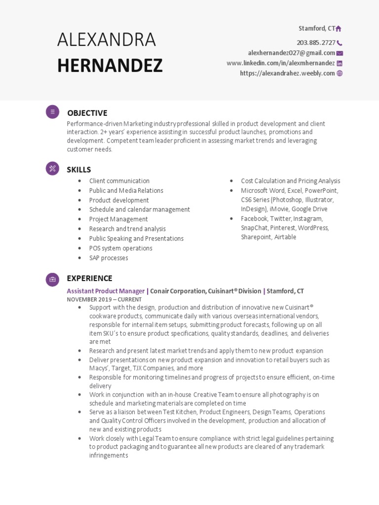 Hernandez Alexandra Resume 10-16 | PDF | Point Of Sale | Marketing