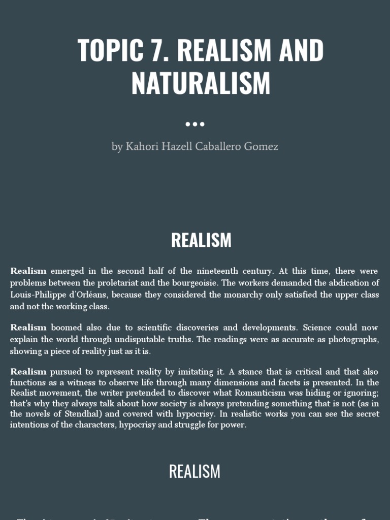 Topic 7. Realism and Naturalism | PDF | Realism (Arts) | Science