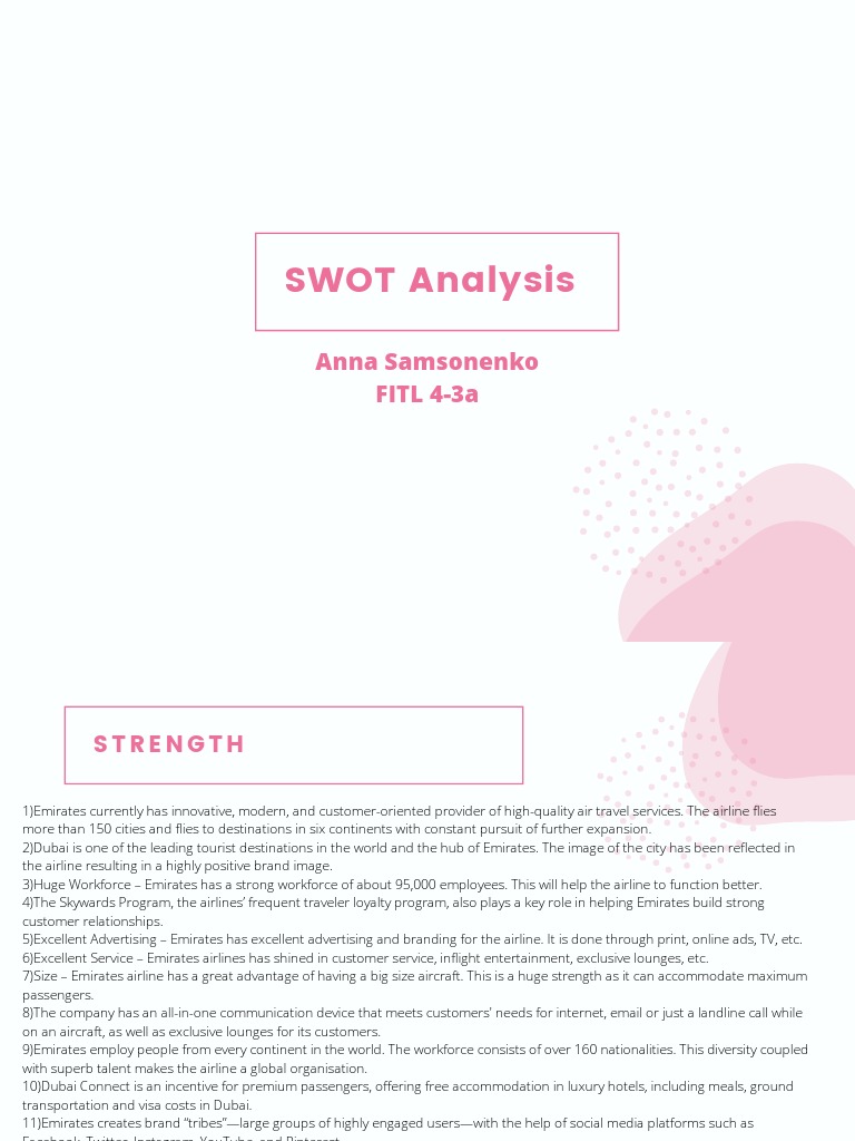 SWOT Analysis PDF | PDF | Emirates (Airline) | Airlines