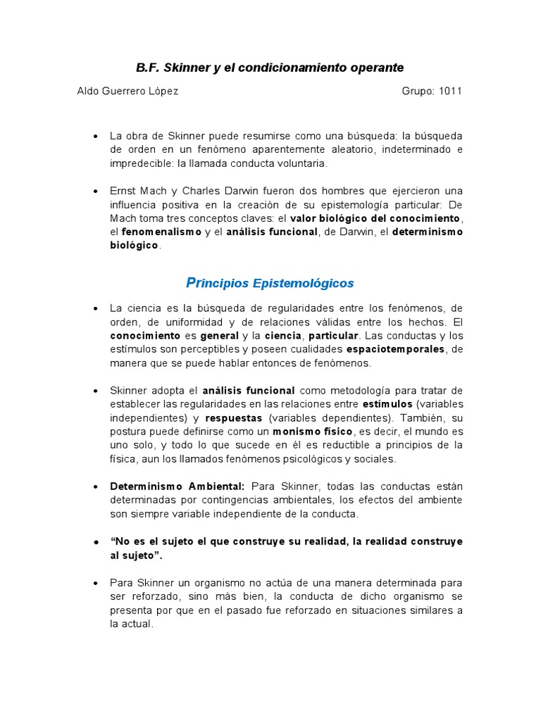 BF Skinner y El Condicionamiento Operante | PDF | Comportamiento ...