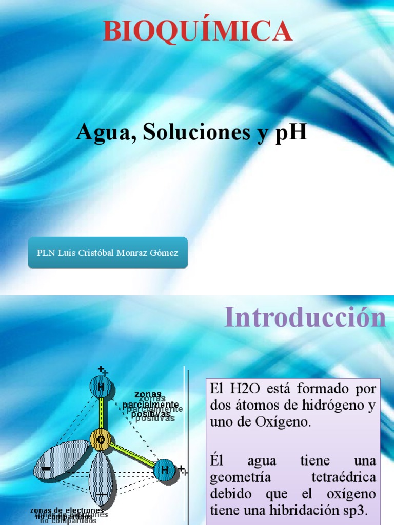 Agua PH y Soluciones | PDF | Polaridad química | Propiedades del agua