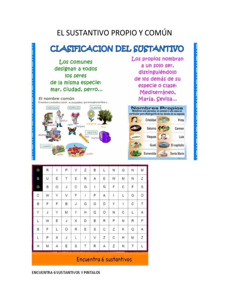 EL SUSTANTIVO PROPIO Y COMÚN | PDF
