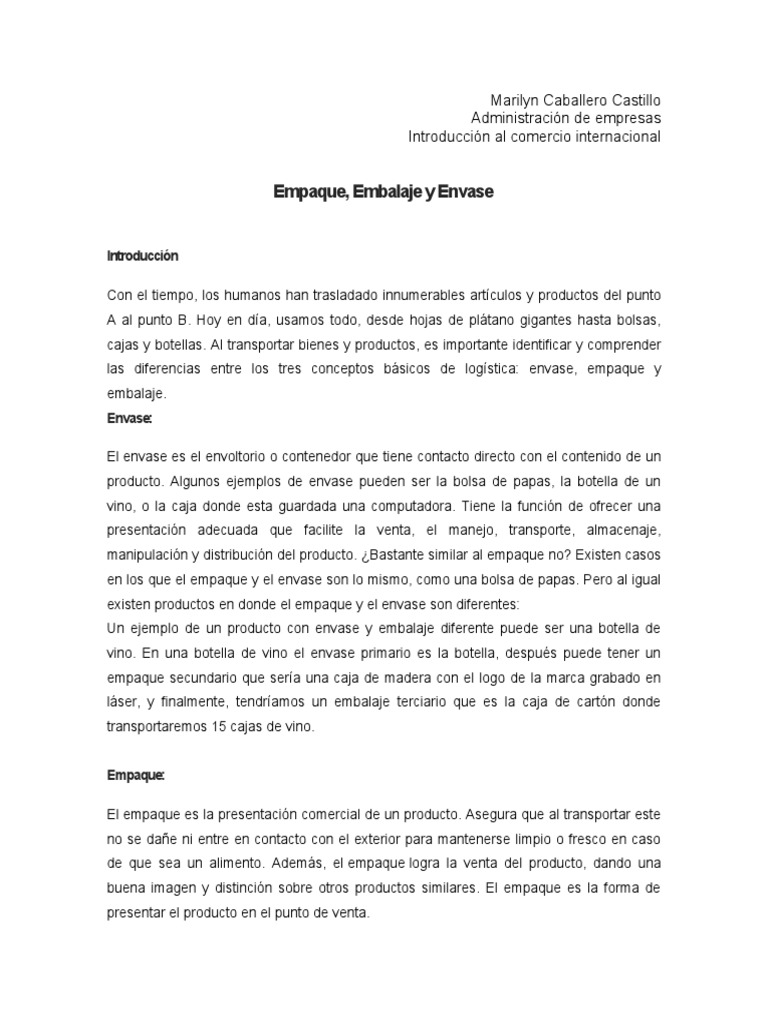 Envase Empaque Y Embalaje Pdf Vino Bebidas