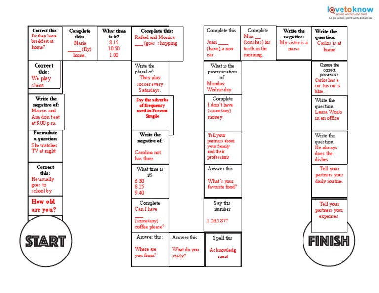 Present Simple - Board Game | PDF | Language Mechanics | Linguistic ...