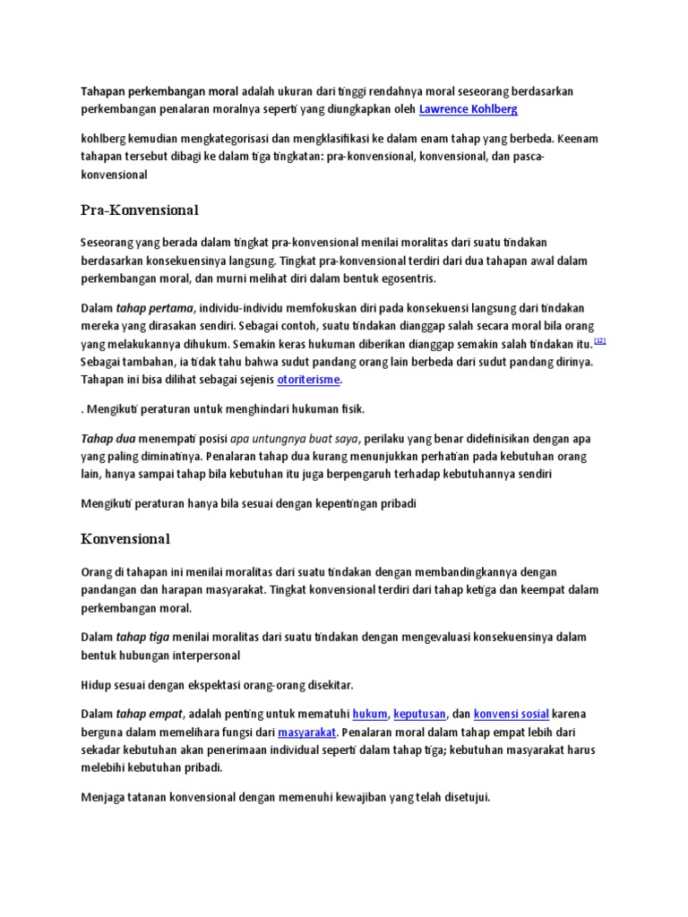 Pra-Konvensional: Tahapan Perkembangan Moral Adalah Ukuran Dari Tinggi Rendahnya Moral Seseorang ...