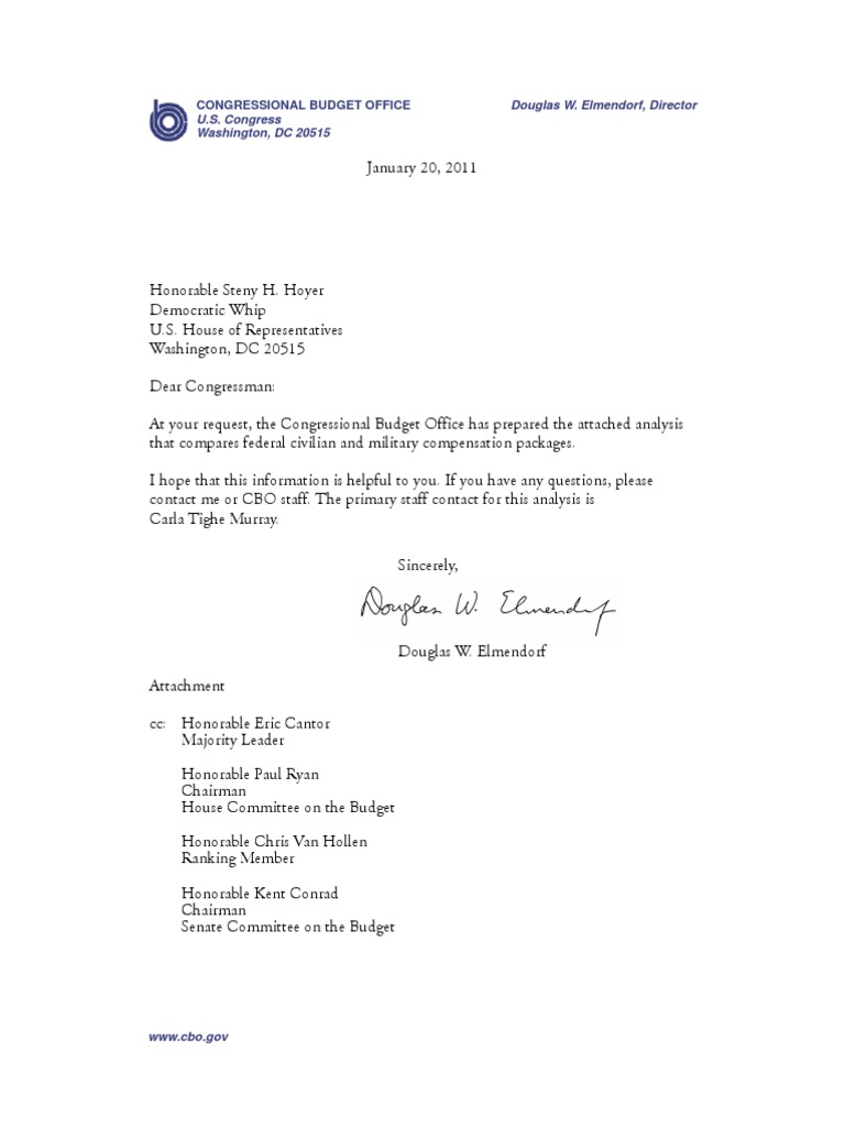 CONGRESSIONAL BUDGET OFFICE Analysis of Federal Civilian and Military ...