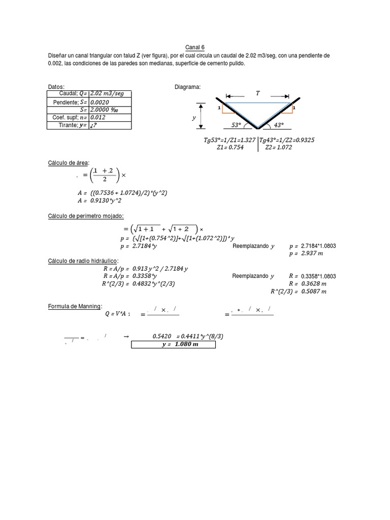 Diseño de Canal Triangular PDF | PDF | Métodos y materiales de enseñanza