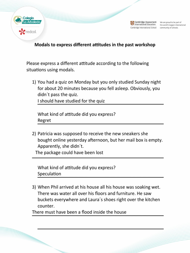 Modals To Express Different Attitudes in The Past Workshop | PDF ...