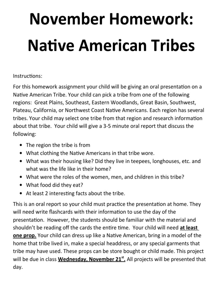 November Homework | PDF | Native Americans In The United States | Clothing