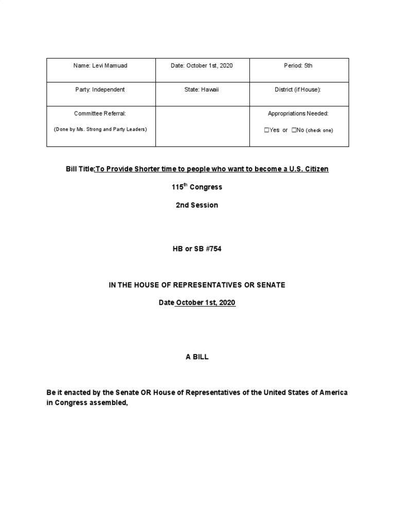 Bill | PDF | United States House Of Representatives | United States ...