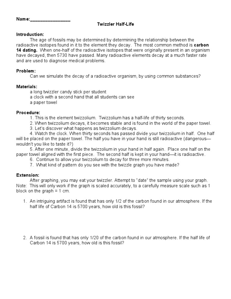 Twizzler Half-Life Decay Experiment | PDF | Wellness | Science ...