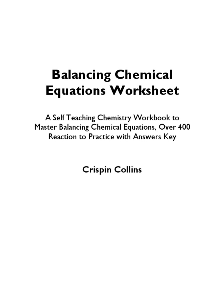 Balancing Chemical Equations Worksheet | PDF | Redox | Chemical Reactions