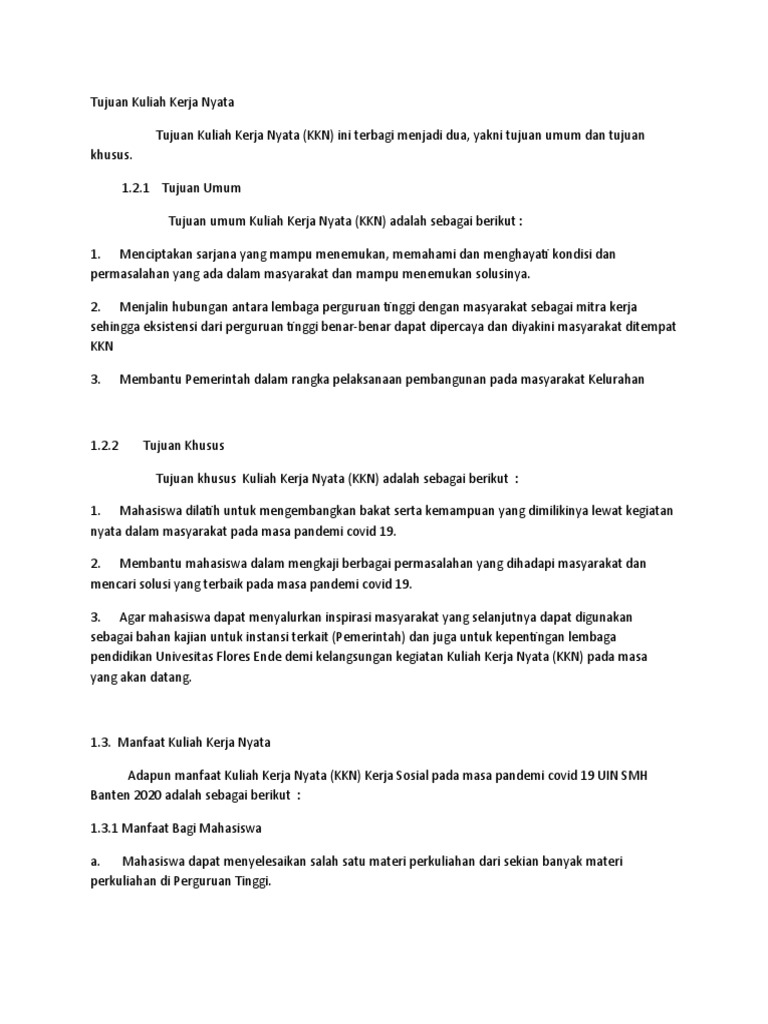 Tujuan dan Manfaat KKN | PDF