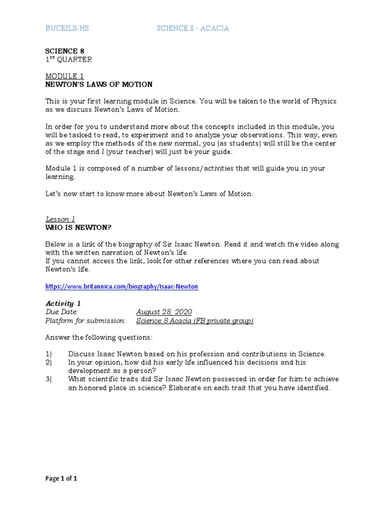 Buceils-Hs Science 8 - Acacia | PDF
