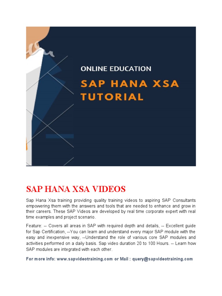 SAP HANA XSA Training Videos | PDF